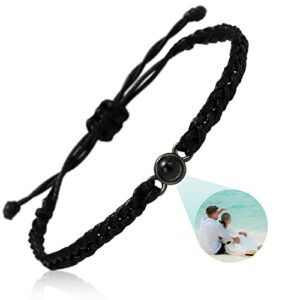 suphelpu custom bracelets with picture inside, customized projection bracelets with personalized photo, anniversary memorial gifts for women/men/family/couple/friend/dog/cat