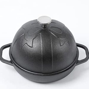 HAWOK Cast Iron Bread Cloche, Dia.7.8inch/20cm, Sourdough Baking Pan Pre-seasoned Black