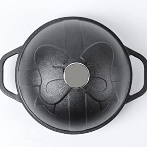 HAWOK Cast Iron Bread Cloche, Dia.7.8inch/20cm, Sourdough Baking Pan Pre-seasoned Black