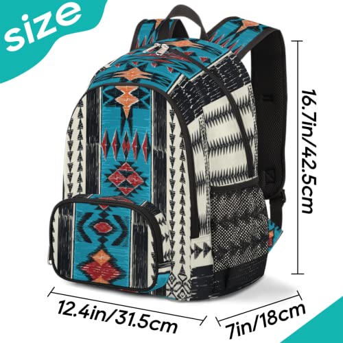 Pardick Ethnic Aztec School Backpacks for Girls Boys Teens Students - Aztec Print College Schoolbag Book Bag - Water Resistant Travel Backpacks for Women Men