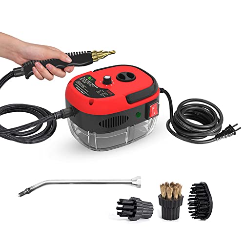 2500W High Pressure Steam Cleaner Portable Handheld Steam Cleaner Steam Cleaning Machine with Brush Heads High Temperature Pressurized Steam Cleaner for Kitchen Furniture Bathroom Car (Red)