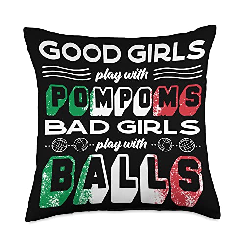 Boules - Lawn Bowls Bocce Ball Sports Designs Ball Boules Female Bocce Player Throw Pillow, 18x18, Multicolor