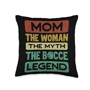 boules - lawn bowls bocce ball sports designs boules female bocce ball player throw pillow, 16x16, multicolor