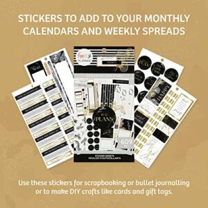 The Happy Planner Sticker Pack for Calendars, Journals and Projects –Multi-Color, Easy Peel – Scrapbook Accessories –Gold & Black Theme – 30 Sheets, 609 Stickers Total