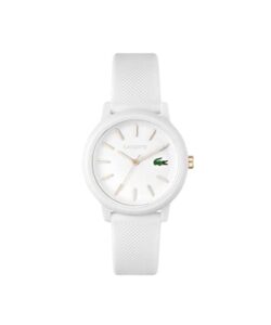 lacoste 12.12 women's quartz plastic and silicone strap watch, color: white (model: 2001211)