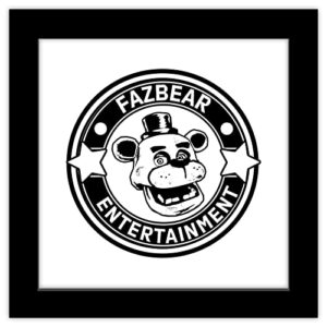 trends international gallery pops five nights at freddy's - fazbear entertainment logo wall art wall poster, 12" x 12", black framed version