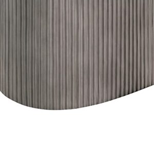 Armen Living Wave Indoor Outdoor Modern Oval Fluted Pedestal Dining Table, Grey Brushed Concrete