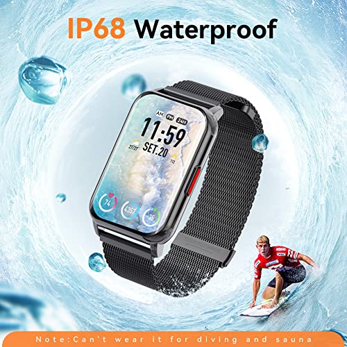 Smart Watches for Men Women 1.57" Touch Screen Fitness Wacth Tracker for Android iOS Phones with Blood Pressure Sleep Monitor IP68 Waterproof Smartwatch(Black ST)