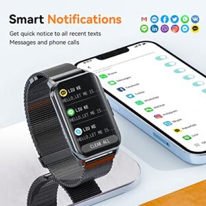 Smart Watches for Men Women 1.57" Touch Screen Fitness Wacth Tracker for Android iOS Phones with Blood Pressure Sleep Monitor IP68 Waterproof Smartwatch(Black ST)