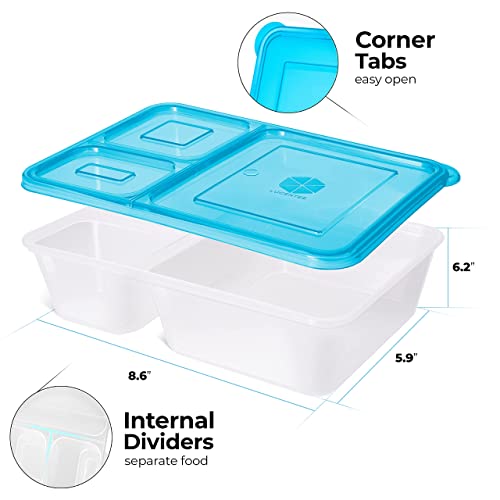 LUCENTEE 7-Pack Snack Containers - Bento Snack Box - Snack Containers - Lunch Containers Snack Container, 3 Compartment Food Container, Lunch Box, Bento Box, Meal Prep Container Microwave Safe