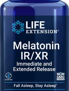 Life Extension Melatonin IR/XR 120 Capsules - Immediate & 7 Hour Extended-Release - Night Time Supplement - Supports Staying Asleep - Non-GMO, Gluten-Free