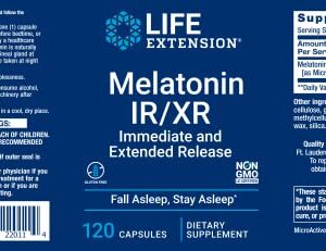 Life Extension Melatonin IR/XR 120 Capsules - Immediate & 7 Hour Extended-Release - Night Time Supplement - Supports Staying Asleep - Non-GMO, Gluten-Free