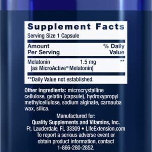 Life Extension Melatonin IR/XR 120 Capsules - Immediate & 7 Hour Extended-Release - Night Time Supplement - Supports Staying Asleep - Non-GMO, Gluten-Free