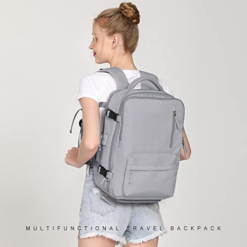 Large Travel Backpack Women, Carry On Backpack,Backpack Waterproof Outdoor Sports Rucksack Casual Daypack, Grey