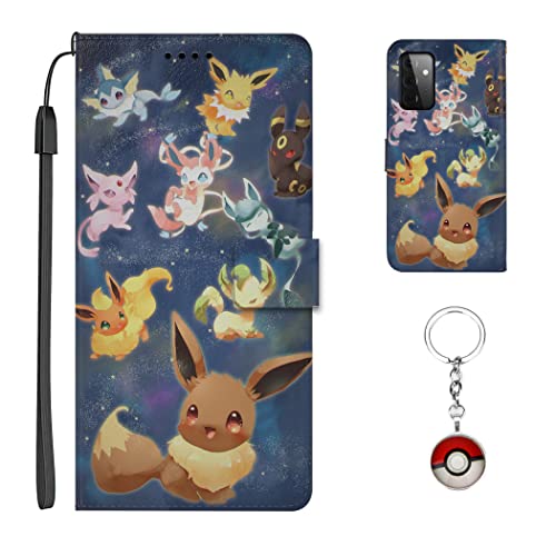 Phone Case Compatible with Samsung Galaxy Note 10 Plus Case Anime Design Animation Cartoon Folio Flip Wallet PU Leather Case for Samsung Galaxy Note 10 Plus (with Cute Kawaii Figure Keychain)