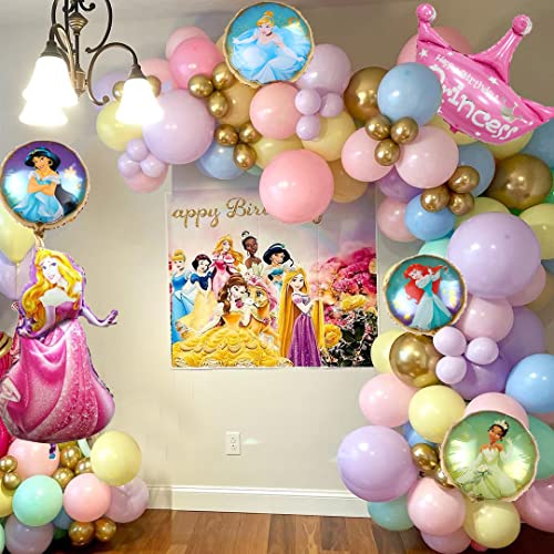 Princess Balloons Arch Garland Kit - 111pcs Princess Birthday Party Decorations With Princess Foil Balloons for Girl Birthday Party Supplies