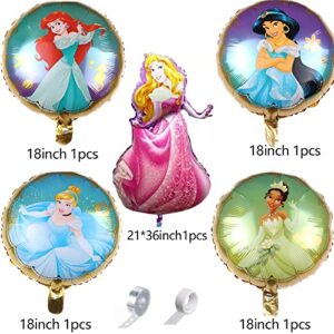 Princess Balloons Arch Garland Kit - 111pcs Princess Birthday Party Decorations With Princess Foil Balloons for Girl Birthday Party Supplies