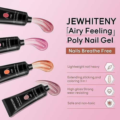 JEWHITENY Poly Extension Gel Nail Kit 14 PCS Poly Gel With Mini Nail Lamp Poly Nail Gel Kit with Slip Solution Basic Poly Gel Nail Art Tools Nail Art Design Beginner Kit