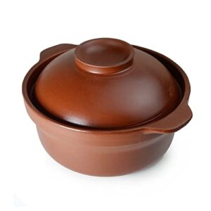 Casserole Clay Pot Heat-resistant Premium Ceramic 60oz Bowls Lid Cooking Soup Red Sand