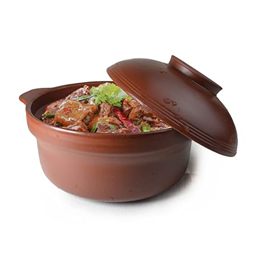 Casserole Clay Pot Heat-resistant Premium Ceramic 60oz Bowls Lid Cooking Soup Red Sand