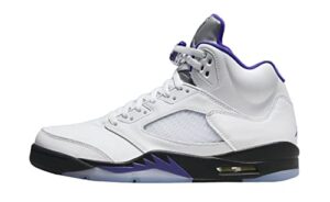 nike men's air jordan 5 retro sneaker, white/dark powder blue/black, 9