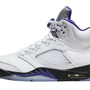 Nike Men's Air Jordan 5 Retro Sneaker, White/Dark Powder Blue/Black, 9