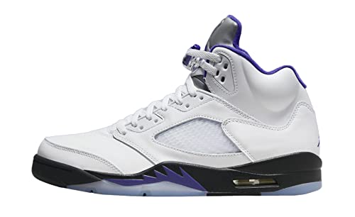 Nike Men's Air Jordan 5 Retro Sneaker, White/Dark Powder Blue/Black, 9