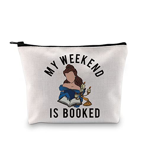 GJTIM Princess Belle Inspired Zipper Pouch My Weekend Is Booked Book Nerd Accessories Bag for Reader Writers (My Weekend Bag)