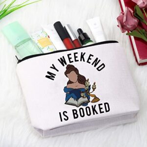 GJTIM Princess Belle Inspired Zipper Pouch My Weekend Is Booked Book Nerd Accessories Bag for Reader Writers (My Weekend Bag)