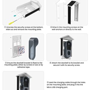 XTU Solar Charger for Video Doorbell, Compatible with Doorbell 2nd Gen (2020 Release), and All Battery-Powered doorbells Cameras (with Micro USB Port), Waterproof Continuous Charging