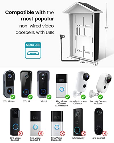 XTU Solar Charger for Video Doorbell, Compatible with Doorbell 2nd Gen (2020 Release), and All Battery-Powered doorbells Cameras (with Micro USB Port), Waterproof Continuous Charging