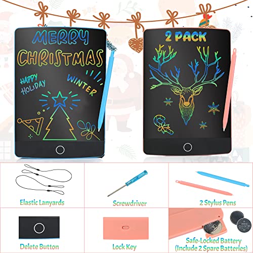 2 Pack LCD Writing Tablet, 8.5" Full Screen Doodle Board, Colorful Scribbling Erasable Drawing Pad, Educational Toy Learning Travel Games for Boys Girls Age 3 4 5 6 7 8