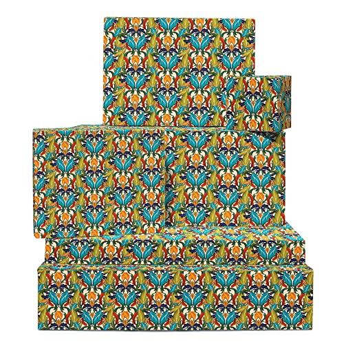 CENTRAL 23 Classy Wrapping Paper For Women - Colorful Ornate Pattern - 6 Sheets Of Gift Wrap - For Him Her - Birthday Wedding Anniversary Holiday - Vegan Ink - Comes With Fun Stickers