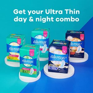 Always Ultra Thin Feminine Pads for Women Day/Night Bundle - Size 3, Extra Heavy Long Absorbency, 84 Count and Size 5, Extra Heavy Overnight Absorbency, 92ct (176 Total Pads)