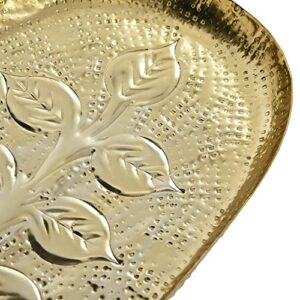 Creative Co-Op Embossed Metal Tray, Antique Gold Finish Decorative Accents, 13" L x 8" W x 1" H