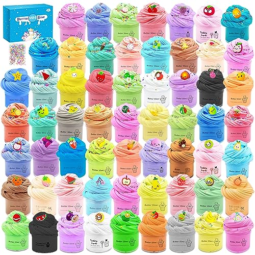 60pack Mini Butter Slime Kit, Party Favor Gifts Slime Stress Relief Toy Scented Sludge Toy for Kids，Birthday Gifts, School Prizes