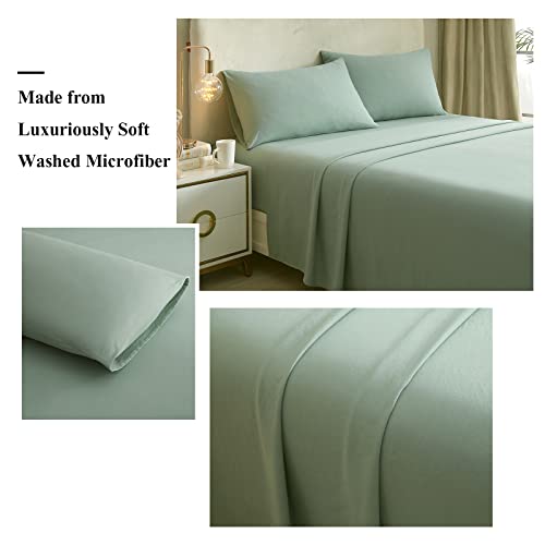 Luxury Soft King Size Sheet Set - Breathable & Cooling Sheets - Hotel Quality Bed Sheets King - Extra Soft - Deep Pockets 15 Inch - Easy Fit - 4 Piece Set - Wrinkle Free King Sheets,Sage Green