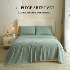 Luxury Soft King Size Sheet Set - Breathable & Cooling Sheets - Hotel Quality Bed Sheets King - Extra Soft - Deep Pockets 15 Inch - Easy Fit - 4 Piece Set - Wrinkle Free King Sheets,Sage Green