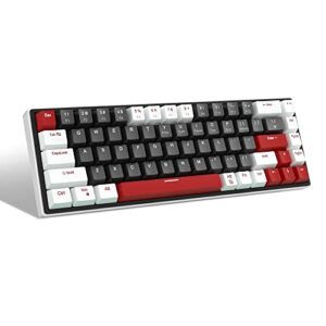 MageGee 60% Mechanical Gaming Keyboard, 68 Keys Hot-Swappable Compact Blue LED Backlit Gaming Keyboard, SKY68 Wired Ergonomic Mini Office Keyboard for Windows PC Gamer (Red Switch, White & Black)