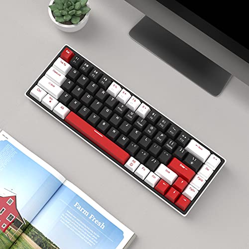 MageGee 60% Mechanical Gaming Keyboard, 68 Keys Hot-Swappable Compact Blue LED Backlit Gaming Keyboard, SKY68 Wired Ergonomic Mini Office Keyboard for Windows PC Gamer (Red Switch, White & Black)