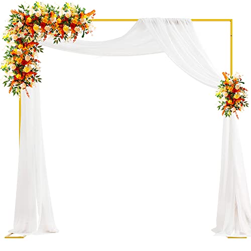 Backdrop Stand Heavy Duty 10x10 FT Pipe and Drape Backdrop Kit Gold Portable Adjustable Square Metal Arch Stand Frame for Parties Wedding Photo Booth Background Decoration