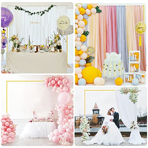 Backdrop Stand Heavy Duty 10x10 FT Pipe and Drape Backdrop Kit Gold Portable Adjustable Square Metal Arch Stand Frame for Parties Wedding Photo Booth Background Decoration