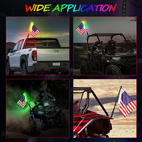 Niwaker 2ft Smoked Black LED Whip Lights with RF Wireless Remote Control RGB Dancing/Chasing Lighted Whip Antenna LED Whips for ATV UTV Polaris RZR Can-am Truck Off Road Vehicle 4x4 Dune SUV Roof