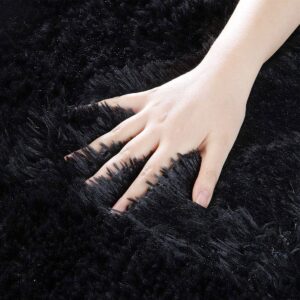 YOBATH Black Fluffy 5x7 Area Rugs for Living Room Bedroom, Soft Fuzzy Shaggy Carpet Shag Rugs for Girls Boys Kids Indoor Floor Nursery Dorm Room, Black