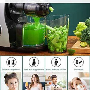 Juicer Machines, Aiheal New Generation Celery Slow Masticating Juicer Extractor Easy to Clean with Brush, Cold Press Juicer with Quiet Motor & Reverse Function for Fruits & Vegetables, Recipes