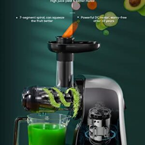 Juicer Machines, Aiheal New Generation Celery Slow Masticating Juicer Extractor Easy to Clean with Brush, Cold Press Juicer with Quiet Motor & Reverse Function for Fruits & Vegetables, Recipes