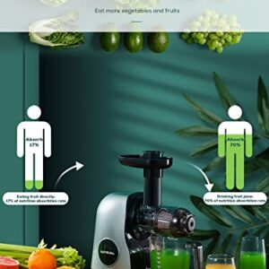 Juicer Machines, Aiheal New Generation Celery Slow Masticating Juicer Extractor Easy to Clean with Brush, Cold Press Juicer with Quiet Motor & Reverse Function for Fruits & Vegetables, Recipes