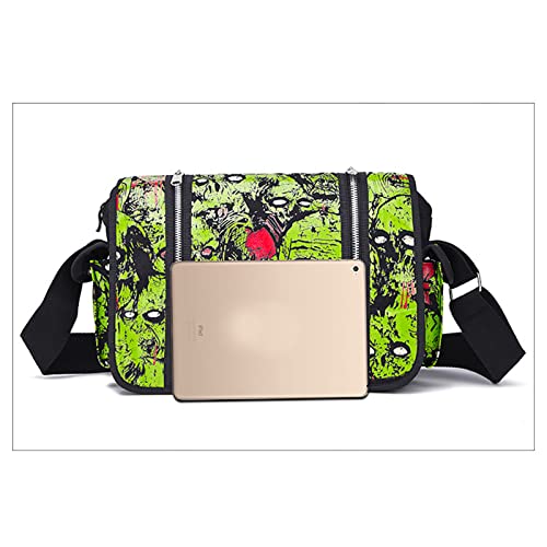 MEOKIM Gothic Backpack Canvas Backpack Printed Skull Backpack Halloween Backpack (Green Tote Bag)