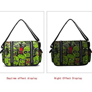 MEOKIM Gothic Backpack Canvas Backpack Printed Skull Backpack Halloween Backpack (Green Tote Bag)