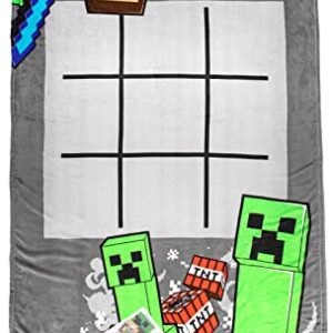 Minecraft Tic Tac Toe Game Blanket - 3 Piece Set Includes Plush Blanket, 10 Pieces, & Storage Bag (Official Minecraft Product)